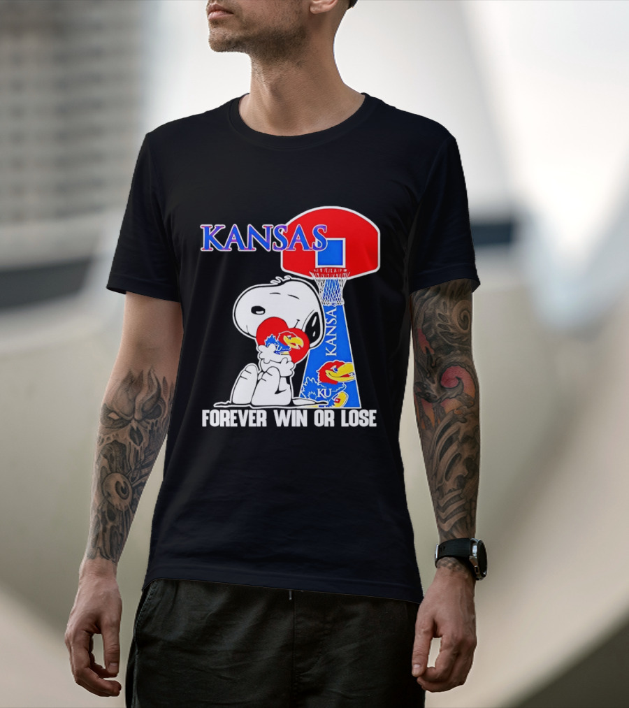 Kansas Jayhawks Basketball Snoopy Forever Win Or Lose T-Shirt