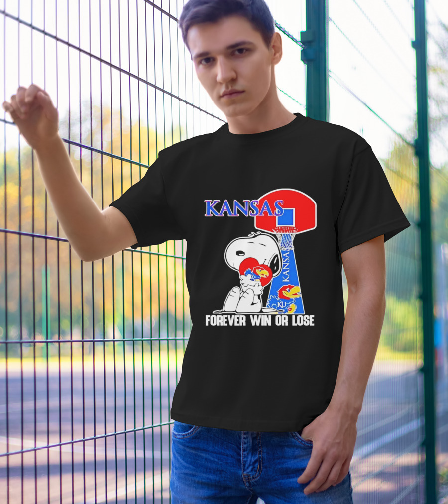 Kansas Jayhawks Basketball Snoopy Forever Win Or Lose T-Shirt