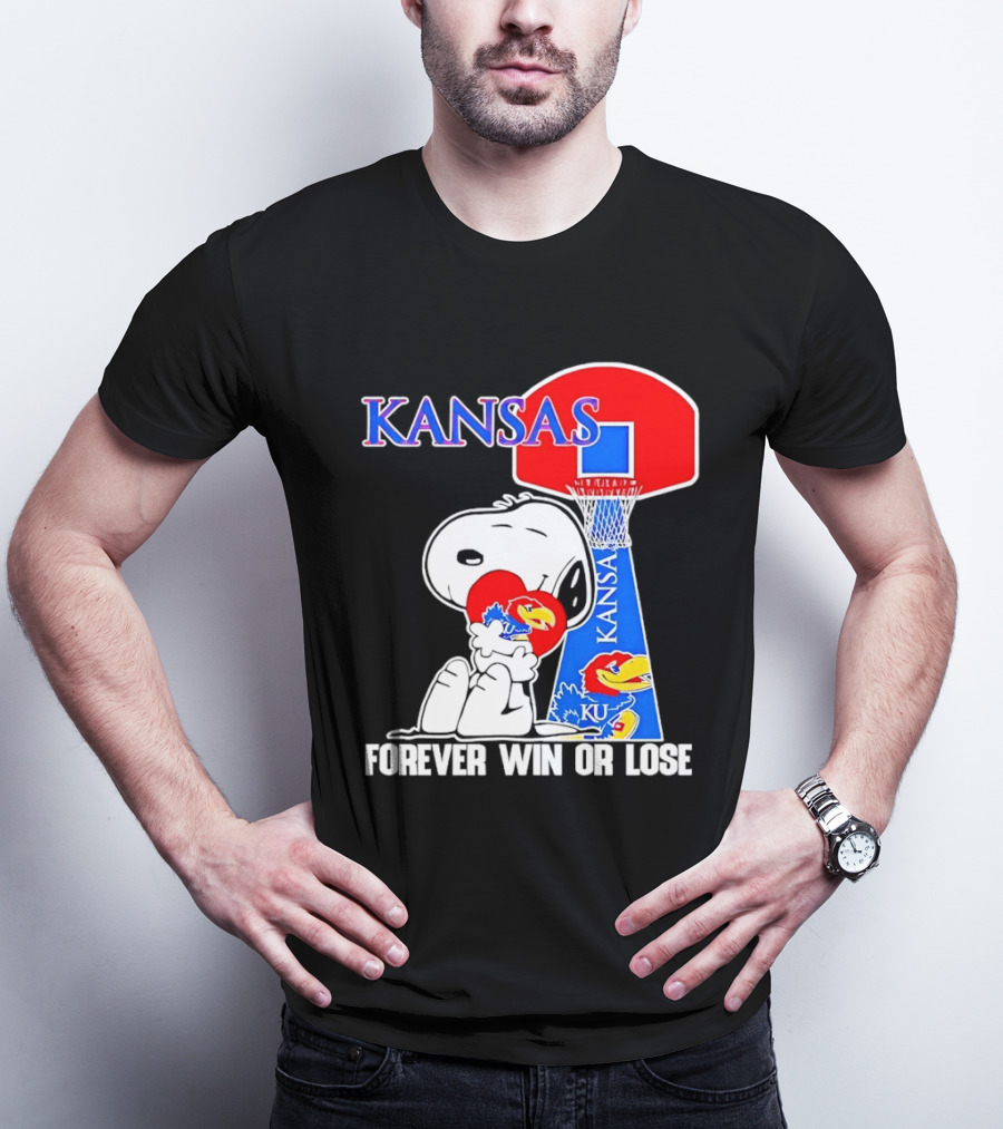 Kansas Jayhawks Basketball Snoopy Forever Win Or Lose T-Shirt