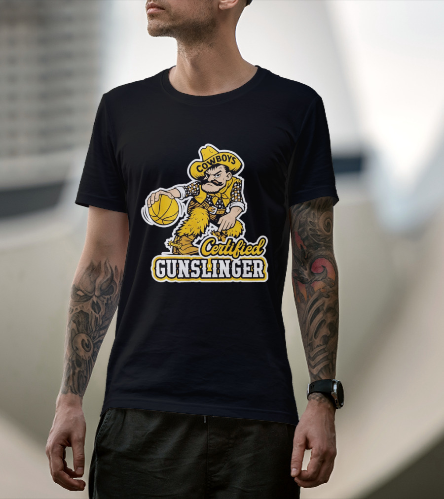 Pistol Pete Cowboys Certified Gunslinger Basketball T-Shirt