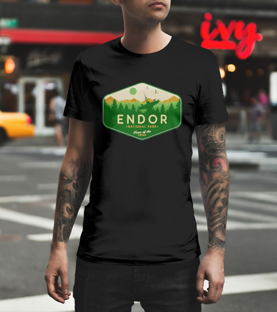 Endor National Park Home Of The Ewoks Forest Landscape Spaceships T-Shirt