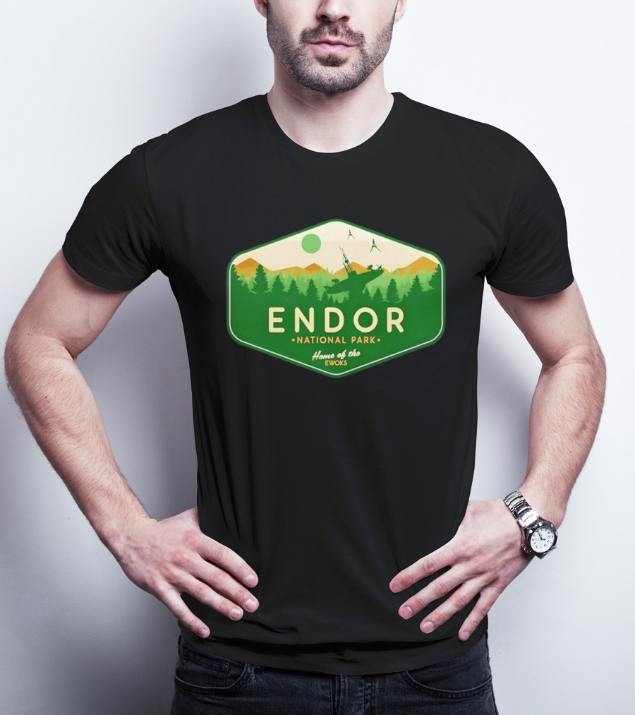 Endor National Park Home Of The Ewoks Forest Landscape Spaceships T-Shirt