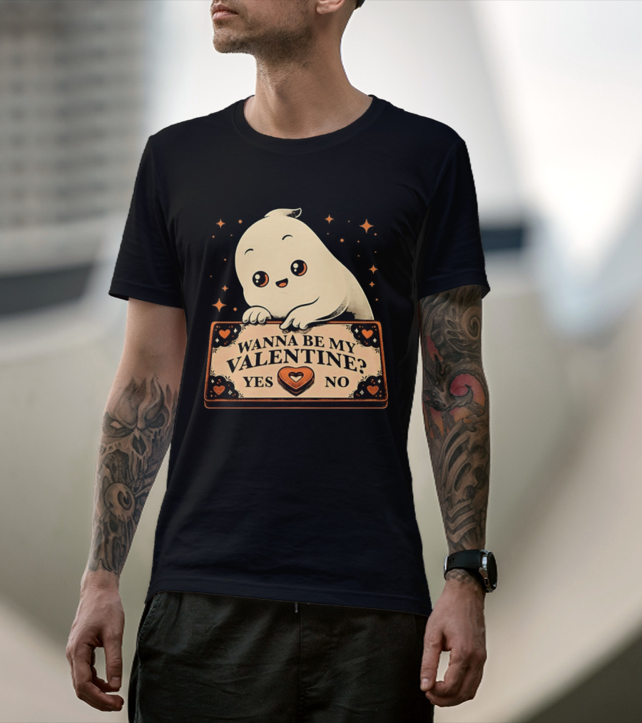 Ghost Ouija Wanna Be My Valentine Yes No Cute Valentine's Day Spirit T-Shirt