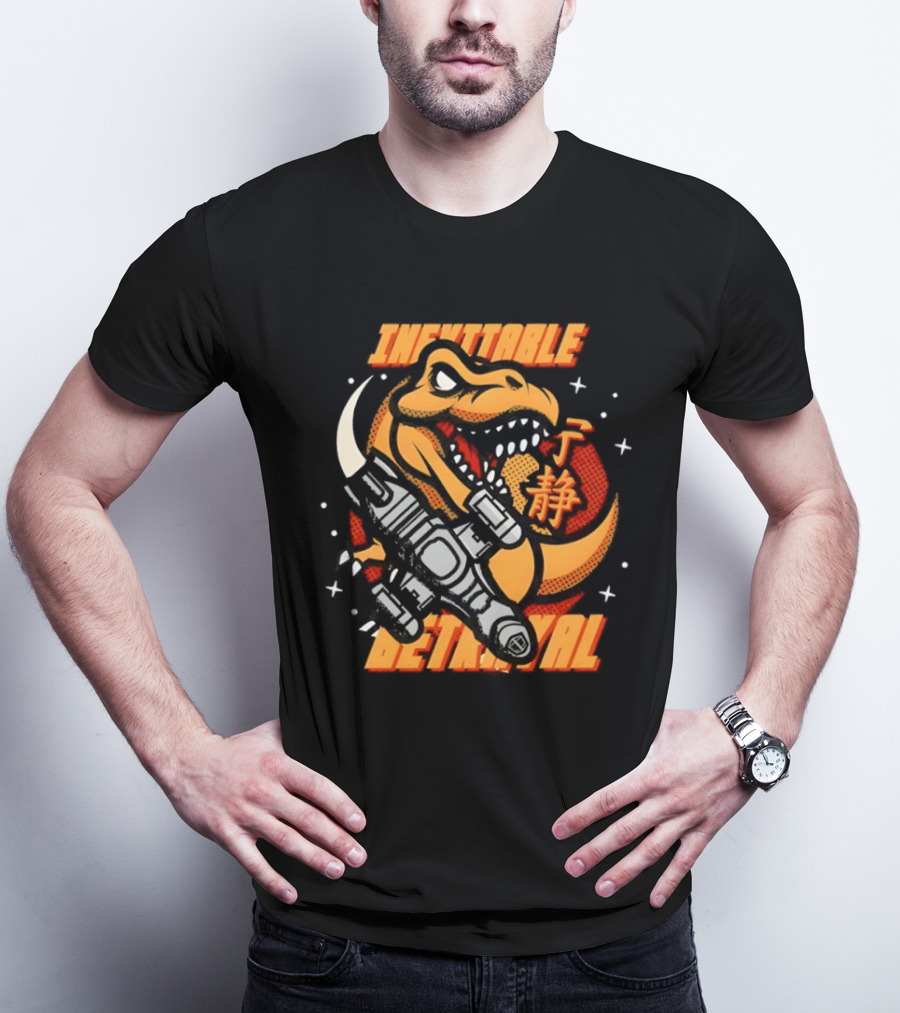 Inevitable Betrayal Dinosaur Retro Style With Robot T-Shirt