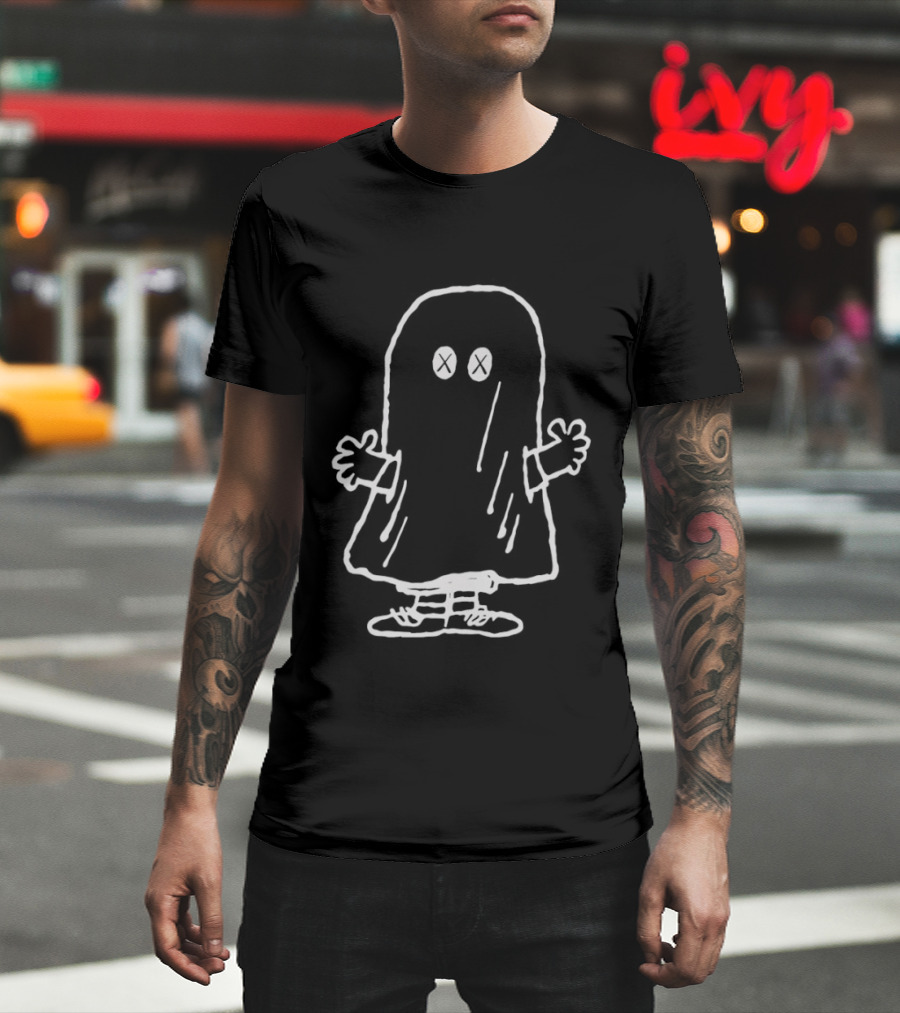 J Hope BTS Ghost White Sketch Character Drawing T-Shirt
