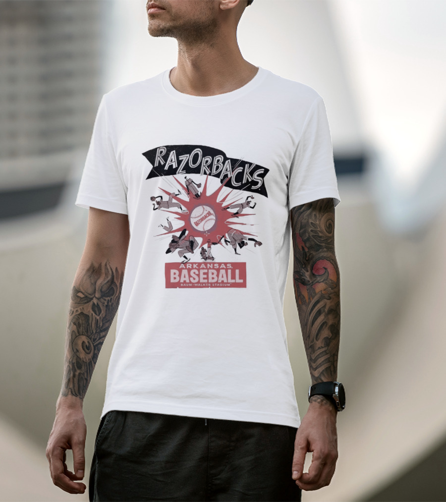 Razorbacks Arkansas Baseball The Strike Baum Walker Stadium T-Shirt