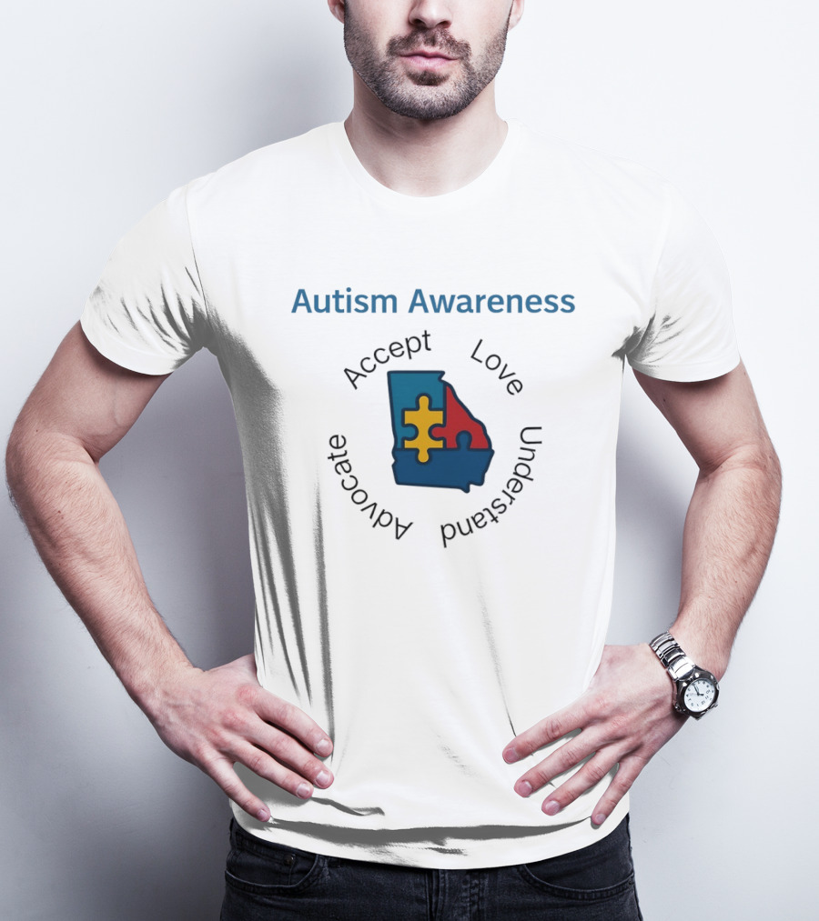 Autism Awareness Georgia Puzzle Piece Accept Love Understand Advocate T-Shirt