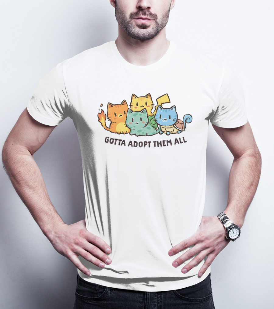 Gotta Adopt Them All Cat Parody With Cute Elemental Kittens T-Shirt