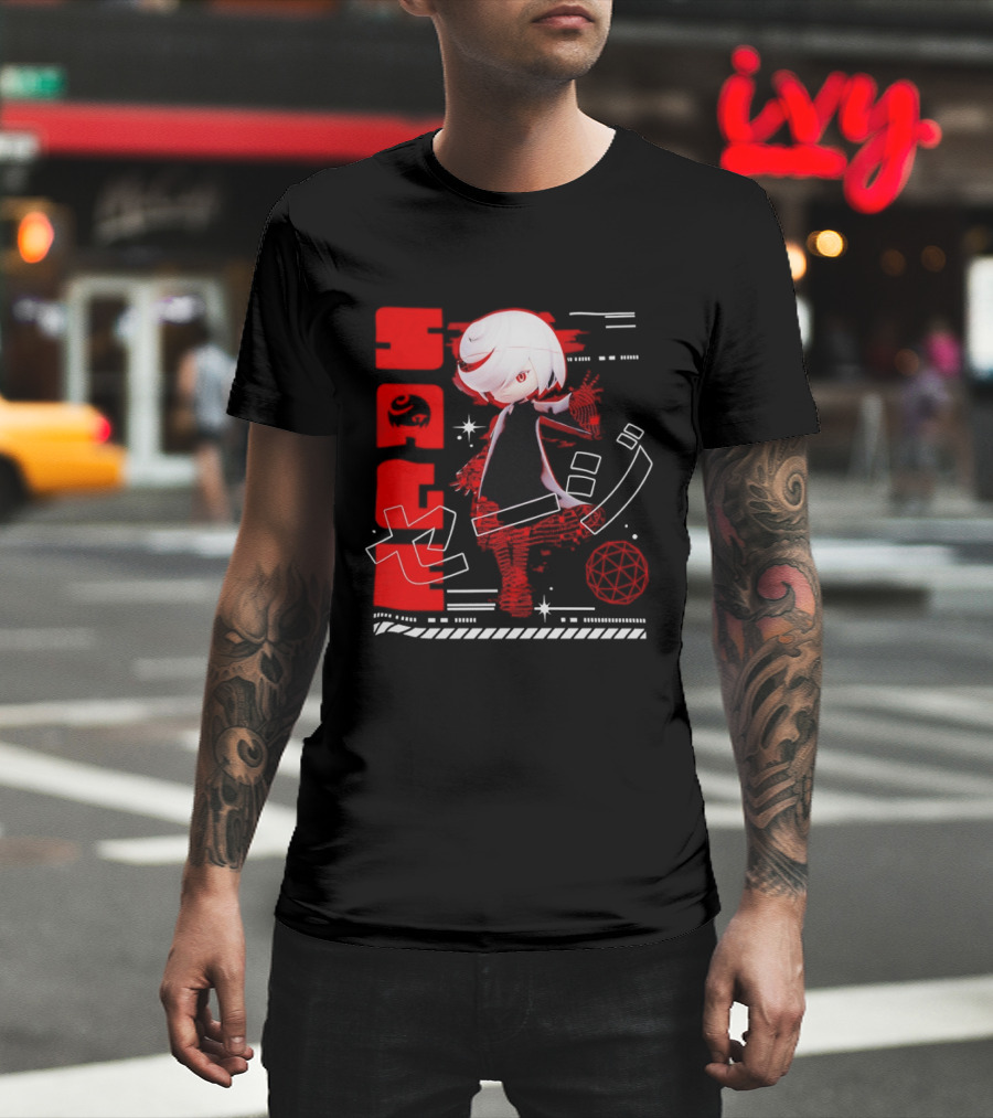 Sage Frontiers Character Illustration With Bold Red T-Shirt