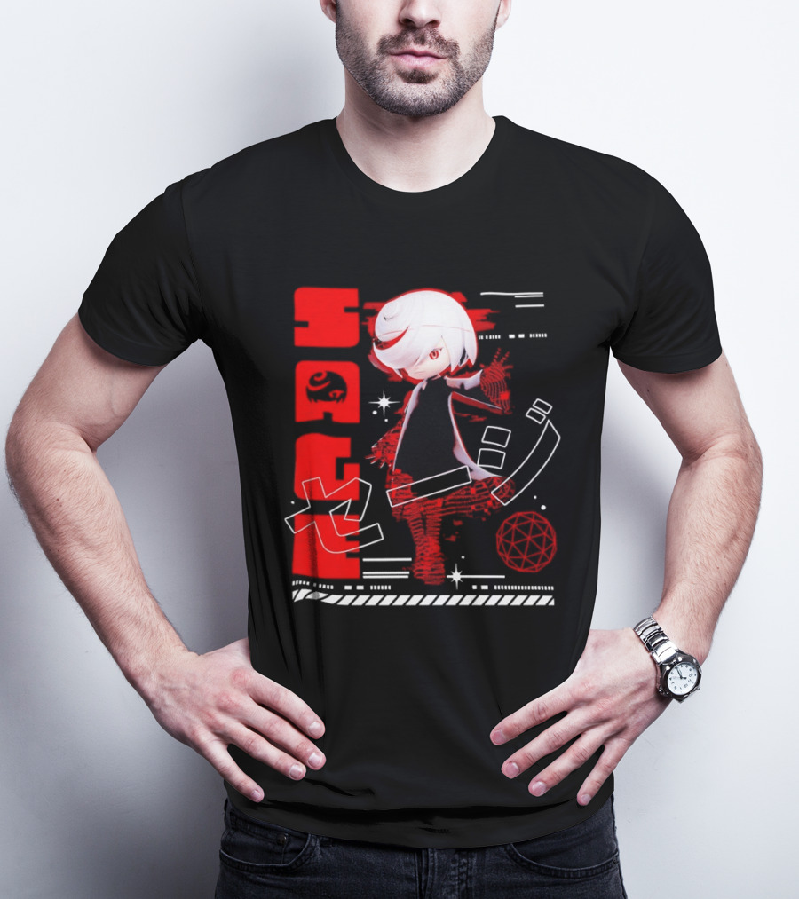 Sage Frontiers Character Illustration With Bold Red T-Shirt