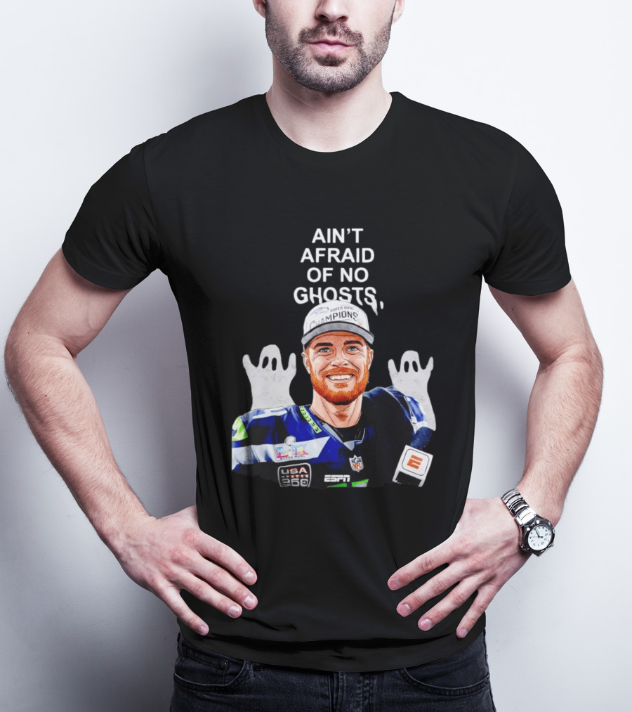 Ain't Afraid Of No Ghosts Seattle Super Bowl Champions ESPN NFL T-Shirt