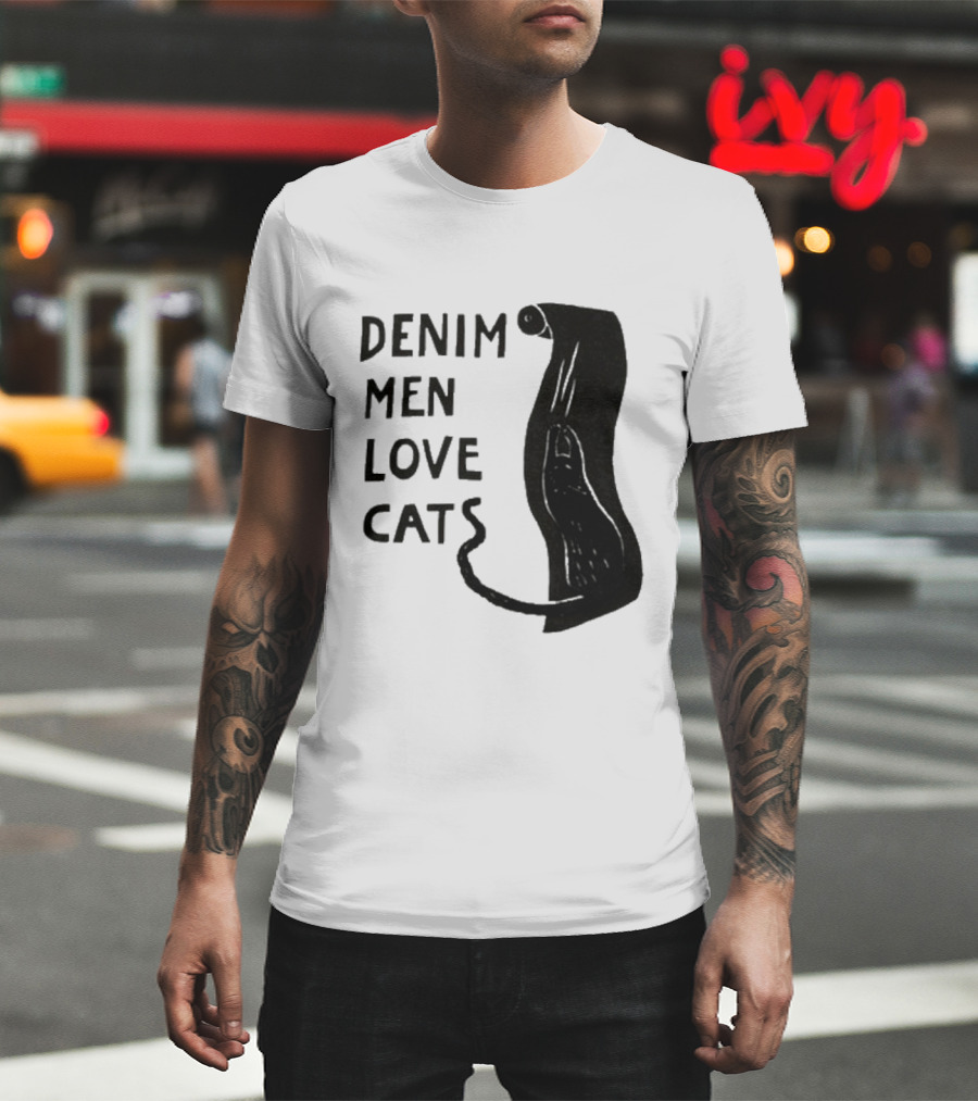 Denim Men Love Cats Feline T-Shirt