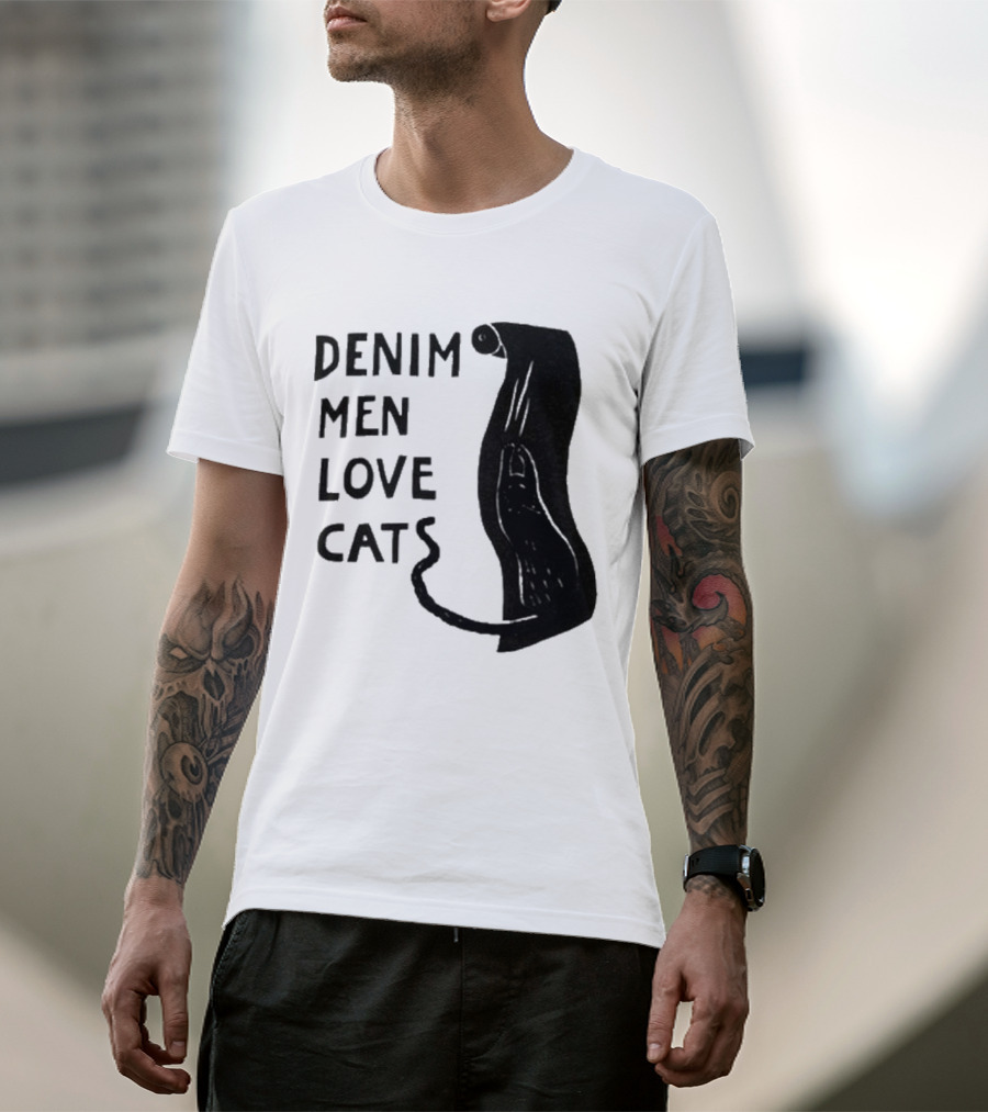 Denim Men Love Cats Feline T-Shirt