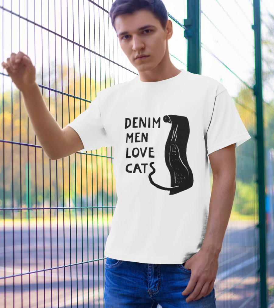Denim Men Love Cats Feline T-Shirt