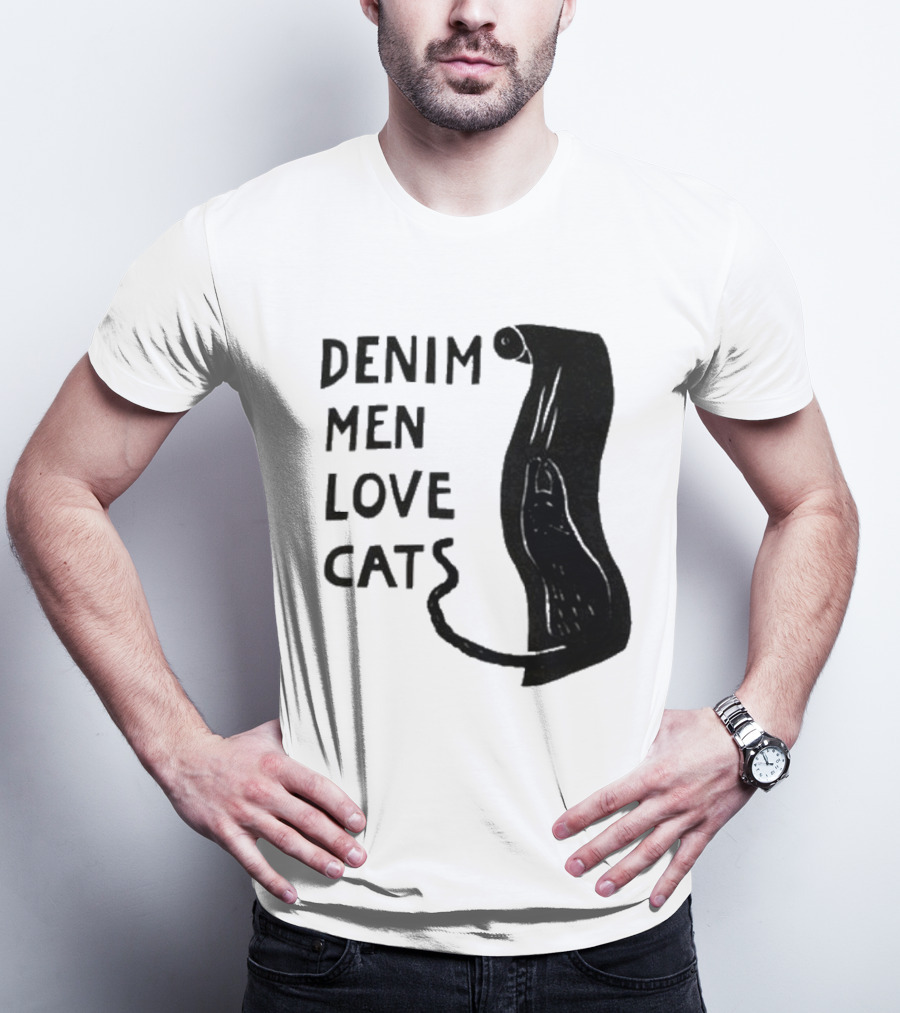 Denim Men Love Cats Feline T-Shirt