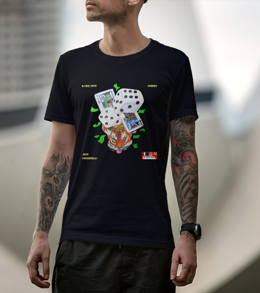 Jack Fonzerelli Volume One DJ Mic Jack JHarry Dice Cards Tiger Keyboard T-Shirt