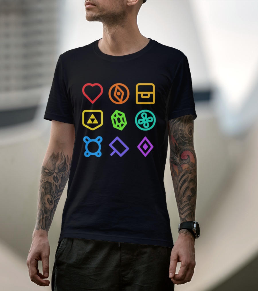 Zeldathon Triforce Heart Compass Chest Neon T-Shirt