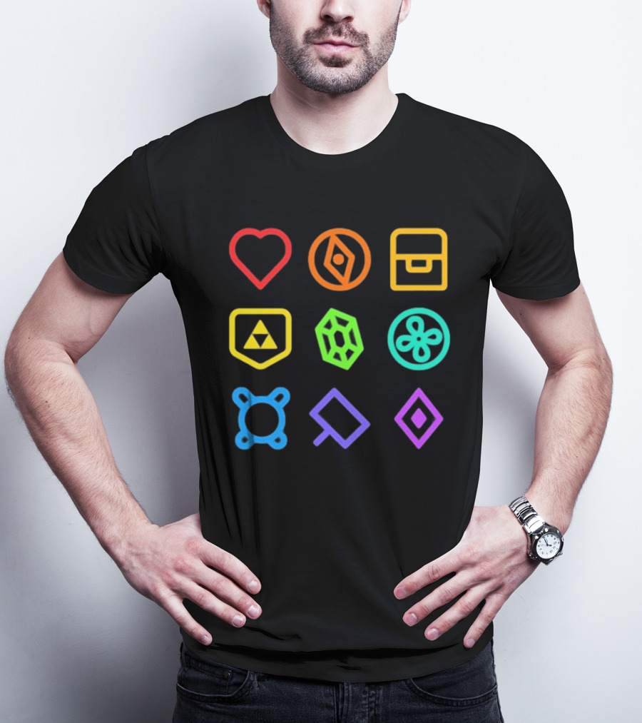 Zeldathon Triforce Heart Compass Chest Neon T-Shirt
