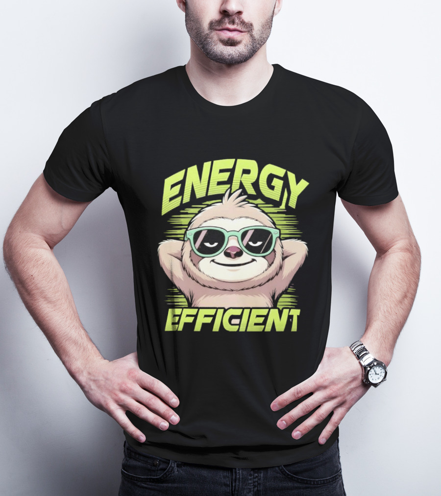 Energy Efficient Relaxed Sloth With Sunglasses T-Shirt