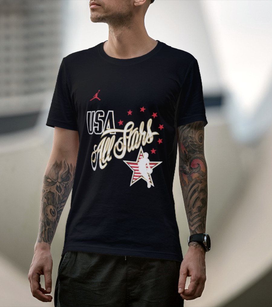USA All Stars Basketball Team Icon With Red Star T-Shirt