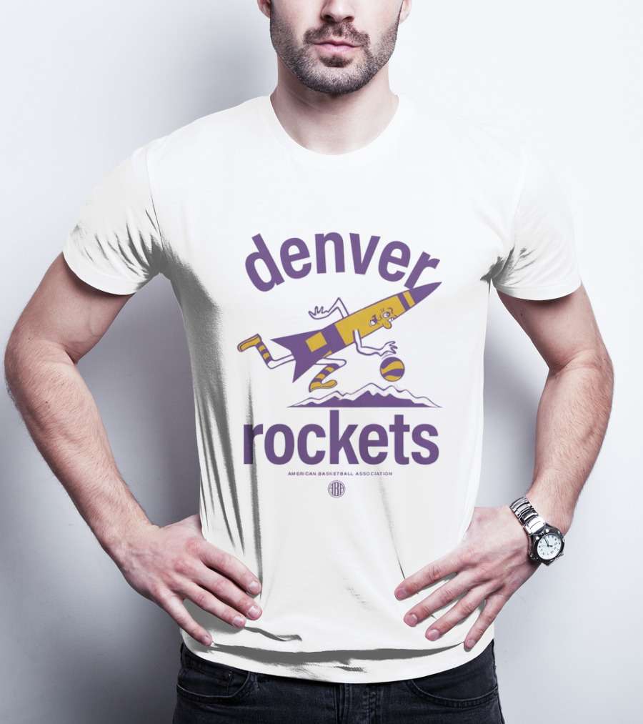 Denver Rockets Dribbling Rocket ABA Basketball Vintage Retro Denver Rockies T-Shirt
