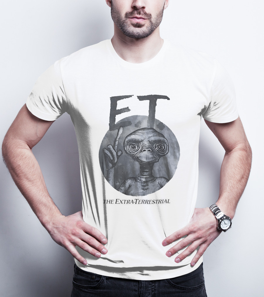 ET The Extra Terrestrial Iconic Finger Pose Black And White T-Shirt