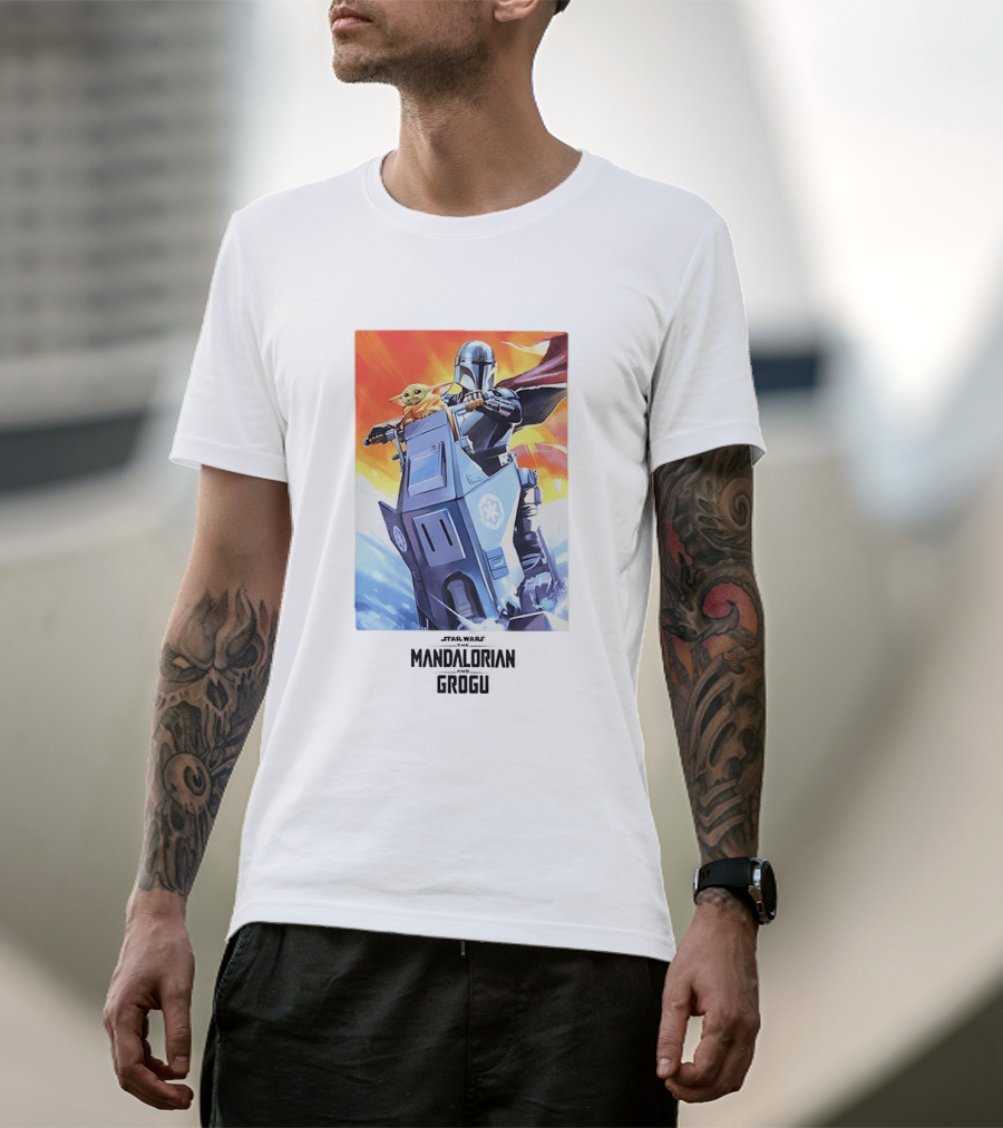 Star Wars The Mandalorian Grogu Riding Speeder Bike Adventure T-Shirt