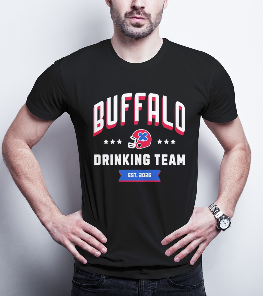 Buffalo Drinking Team St. Patrick's Day Est. 2026 Helmet Clover Stars T-Shirt