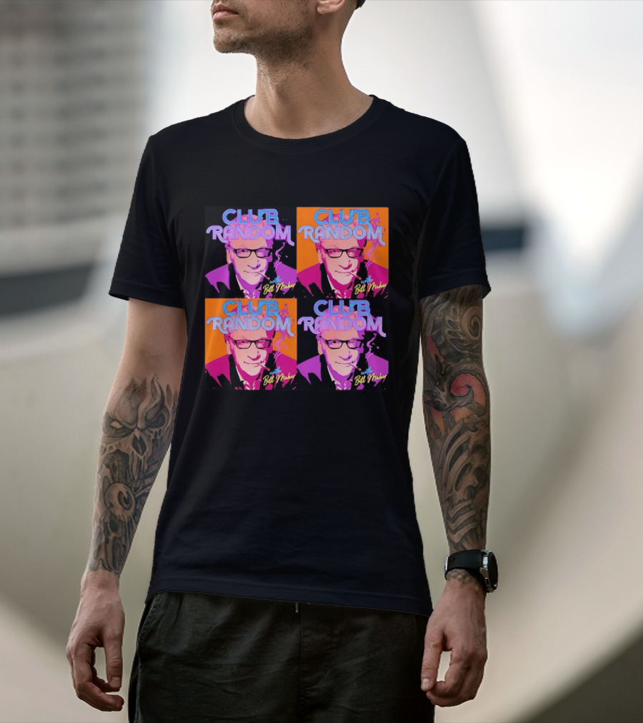 CLUB RANDOM With Bill Maher Pop Art Style Quad Image T-Shirt