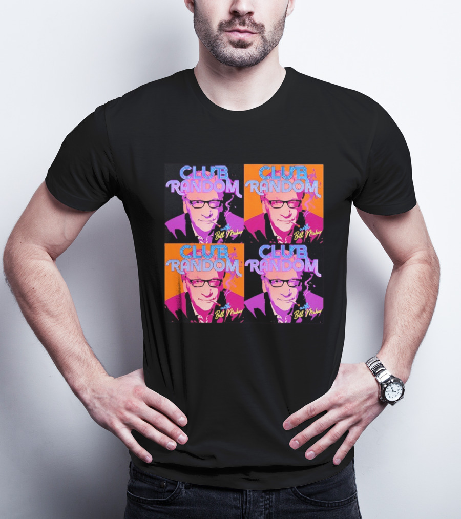 CLUB RANDOM With Bill Maher Pop Art Style Quad Image T-Shirt