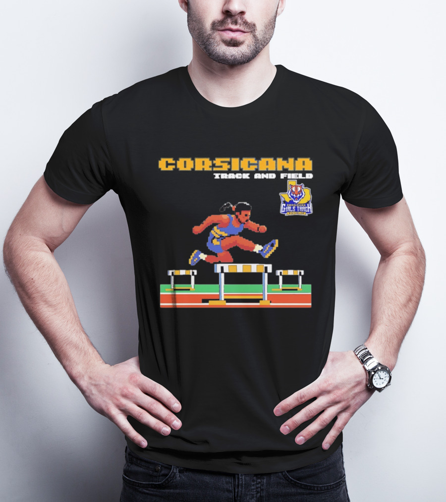 Corsicana Girls Track Female Hurdle Pixel Art Tiger T-Shirt