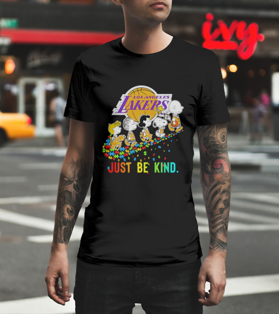 Los Angeles Lakers Peanuts Snoopy Friends Abbey Road Just Be Kind T-Shirt