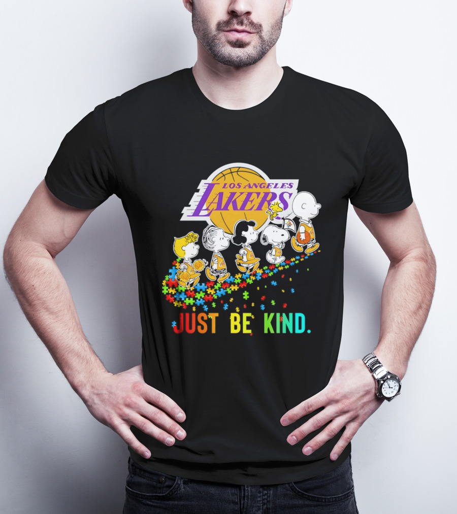 Los Angeles Lakers Peanuts Snoopy Friends Abbey Road Just Be Kind T-Shirt
