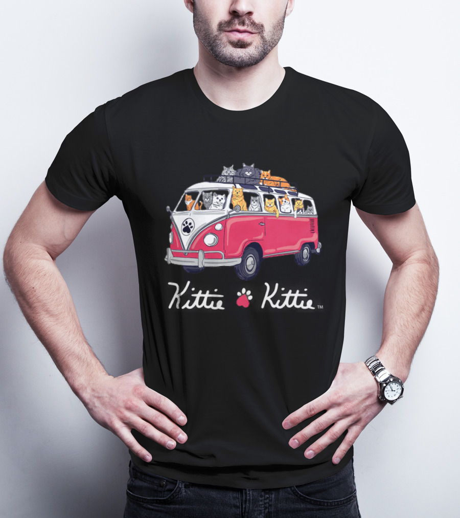 Rescue Bus Kittie Kittie Cat Van Adventure T-Shirt
