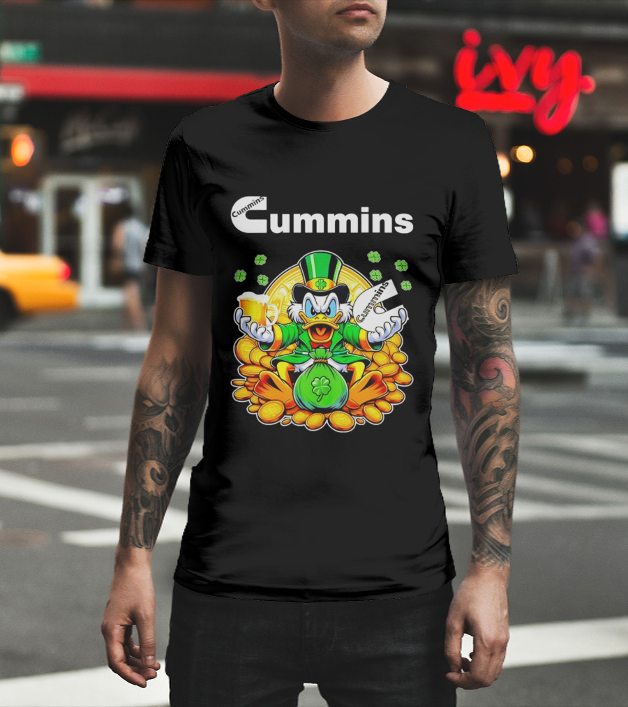Cummins Scrooge McDuck St Patricks Day Coins And Beer Celebration T-Shirt