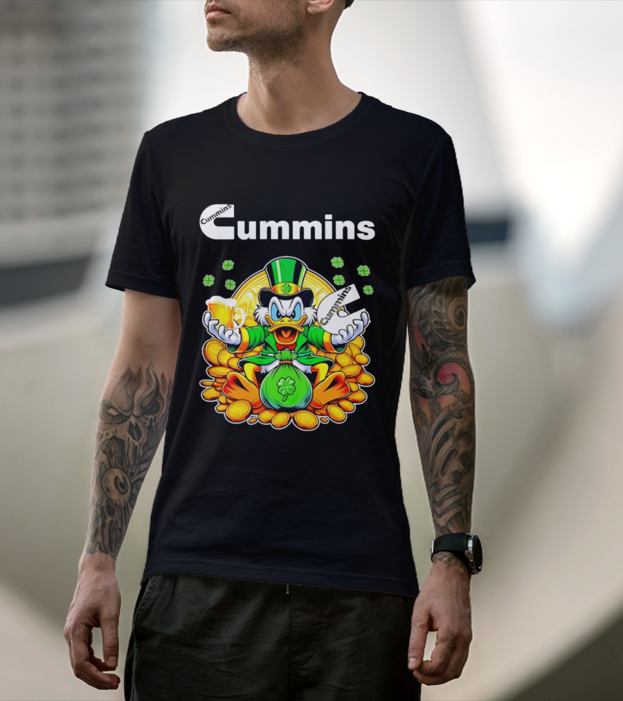 Cummins Scrooge McDuck St Patricks Day Coins And Beer Celebration T-Shirt