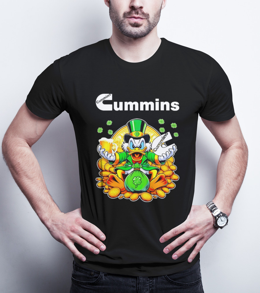 Cummins Scrooge McDuck St Patricks Day Coins And Beer Celebration T-Shirt
