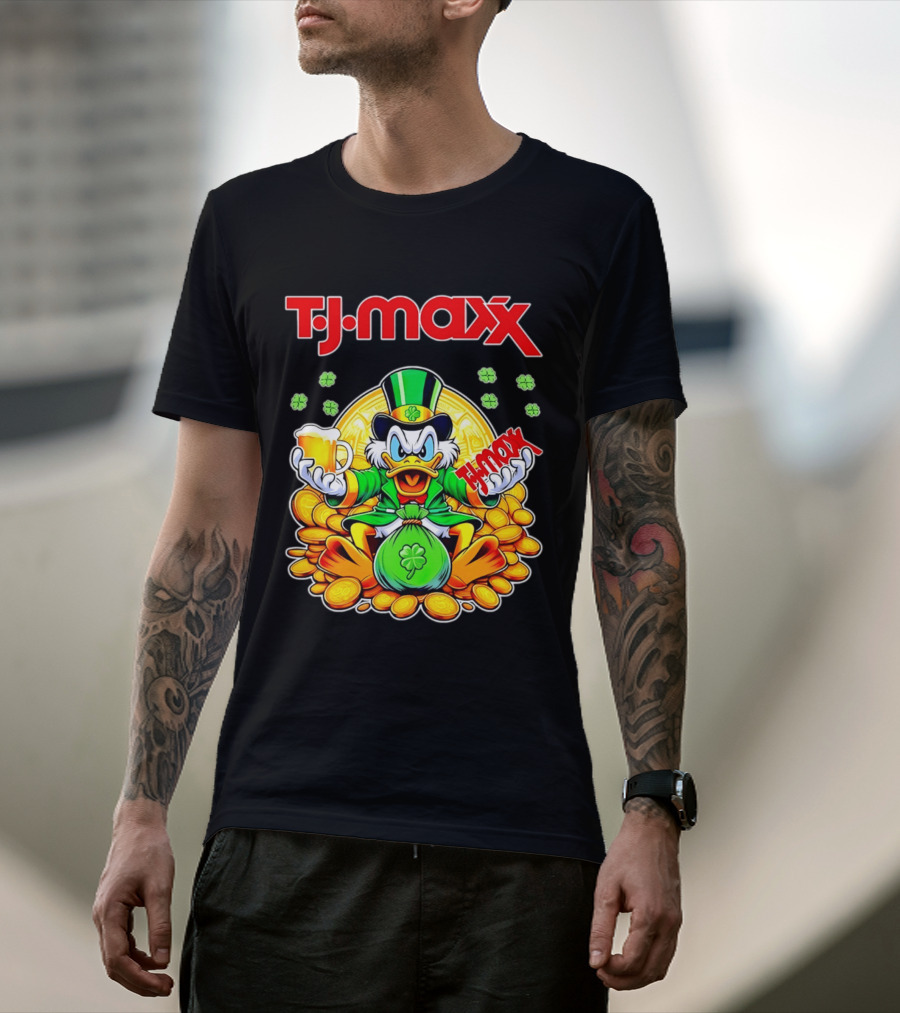 TJ Maxx Scrooge McDuck St Patricks Day Coins Beer T-Shirt