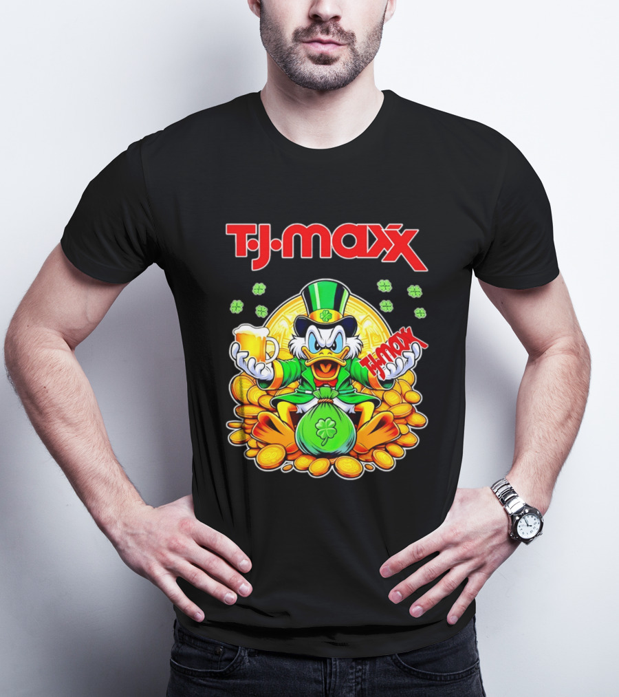TJ Maxx Scrooge McDuck St Patricks Day Coins Beer T-Shirt