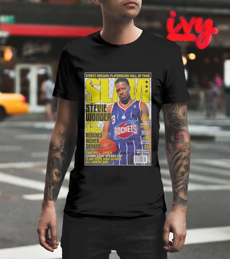 SLAM Stevie Wonder Steve Francis Reaches Higher Ground Rockets Basketball T-Shirt