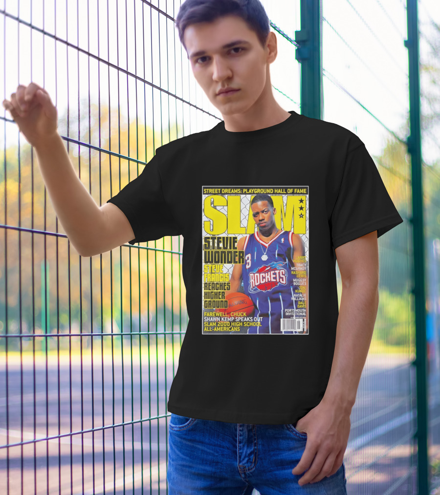 SLAM Stevie Wonder Steve Francis Reaches Higher Ground Rockets Basketball T-Shirt