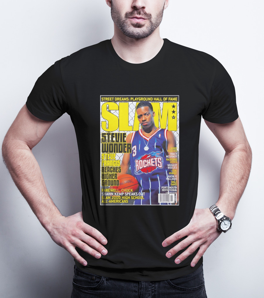 SLAM Stevie Wonder Steve Francis Reaches Higher Ground Rockets Basketball T-Shirt