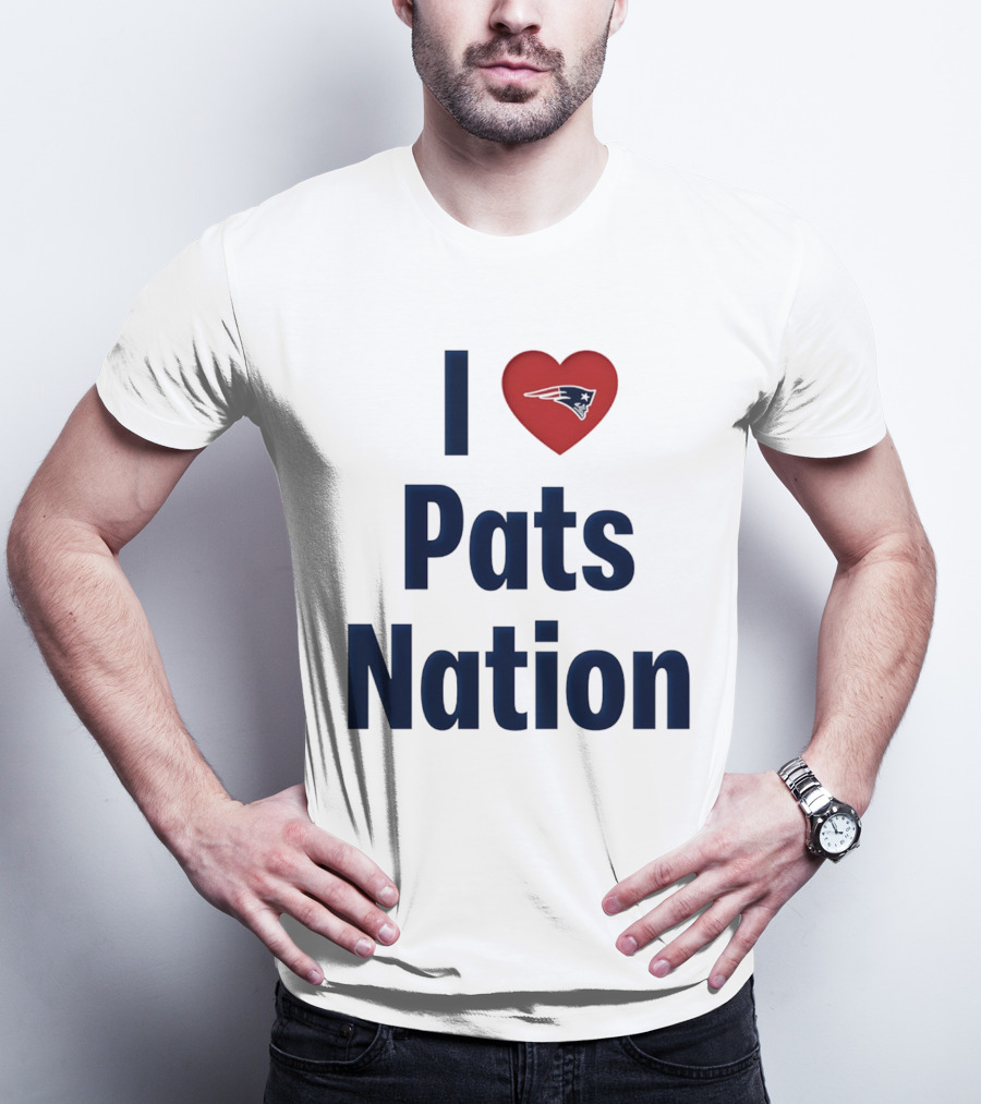 I Love Pats Nation Happy Valentine's Day New England Patriots Fan T-Shirt