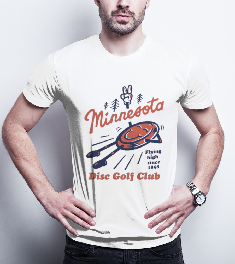Minnesota Disc Golf Club Flying High Since 1858 Happy Disc And Peace Sign Forest T-Shirt