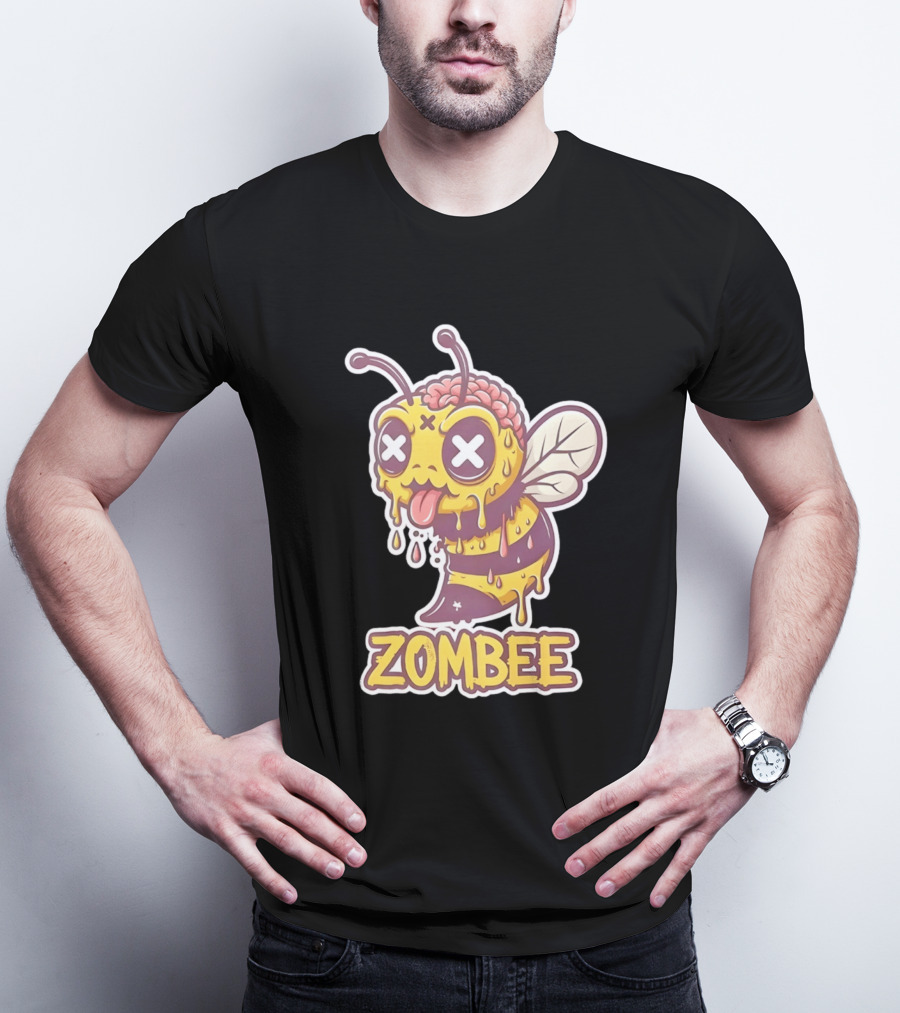 Zombee Dripping Brain Honey Zombie Insect Pun T-Shirt