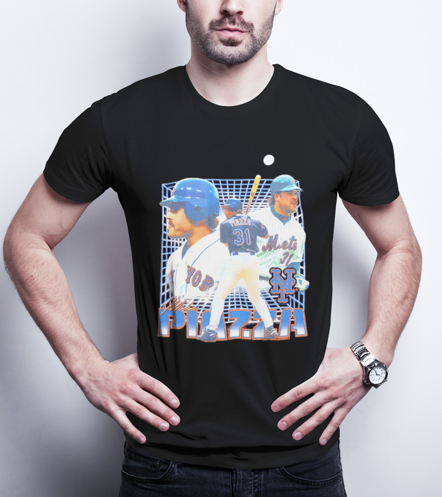 Mike Piazza New York Mets Black Legendary Piazza 31 Mets 31 T-Shirt