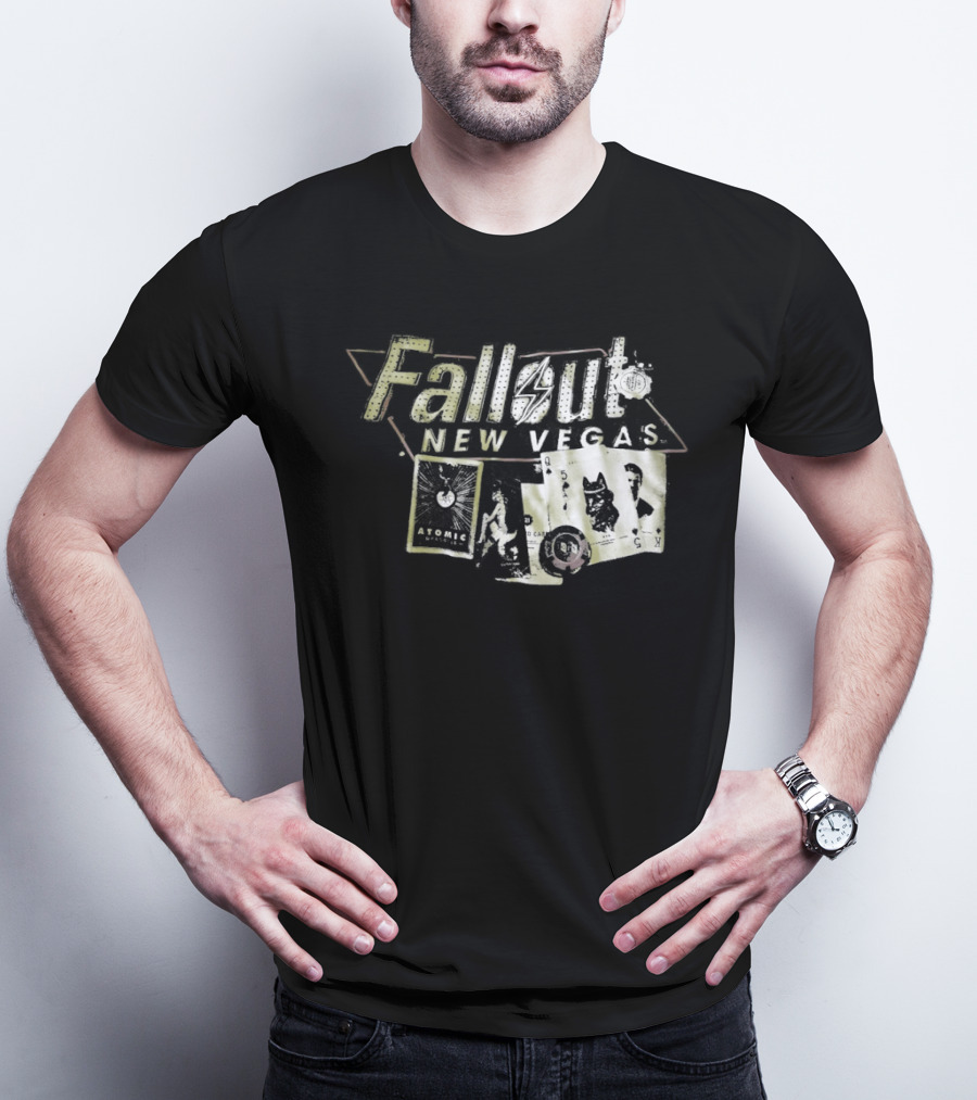 Fallout New Vegas Retro Vault Boy Playing Cards T-Shirt