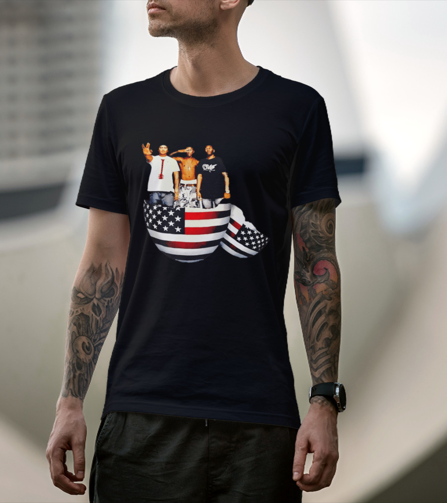 Pharrell Williams Chad Hugo Shae Haley USA Flag Egg Superimposed Image T-Shirt