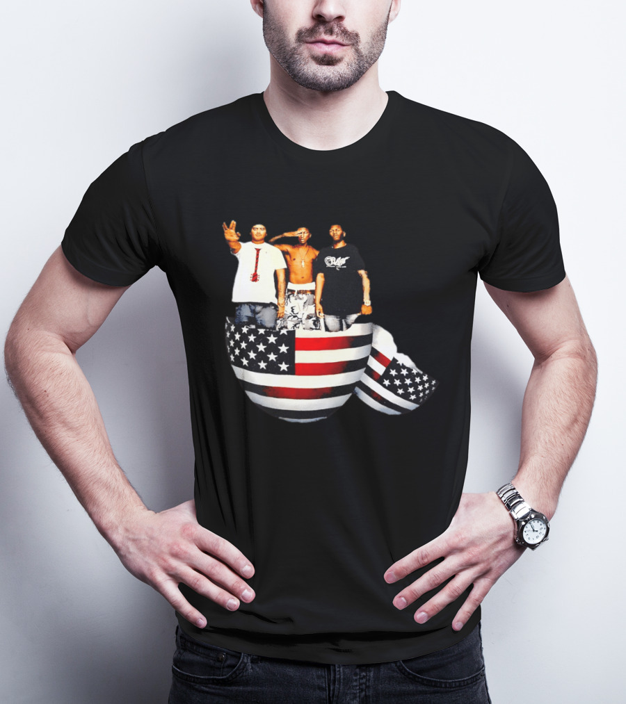 Pharrell Williams Chad Hugo Shae Haley USA Flag Egg Superimposed Image T-Shirt
