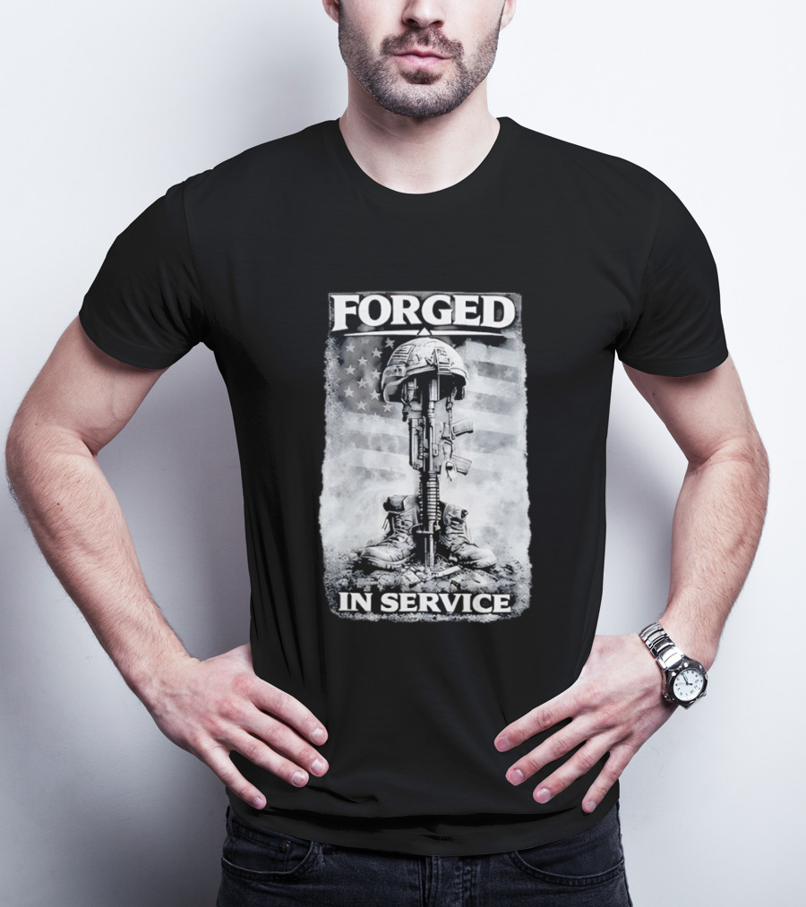 Forged In Service USA American Flag Military T-Shirt